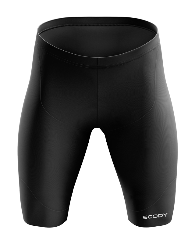 Pure Black Mid Thigh Compression Tights Men Running Gear